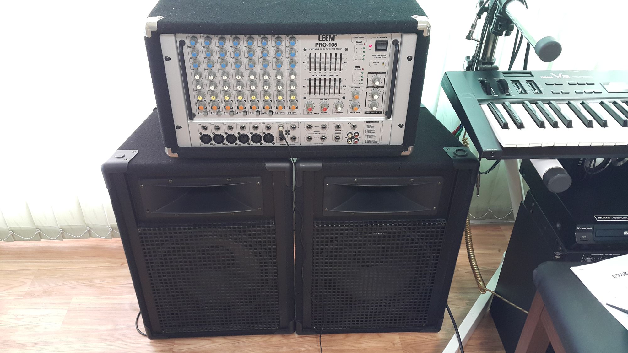 LEEM PRO-105 파워드믹서 . 12인치2way 삼미스피커 Set | 중고악기 뮬