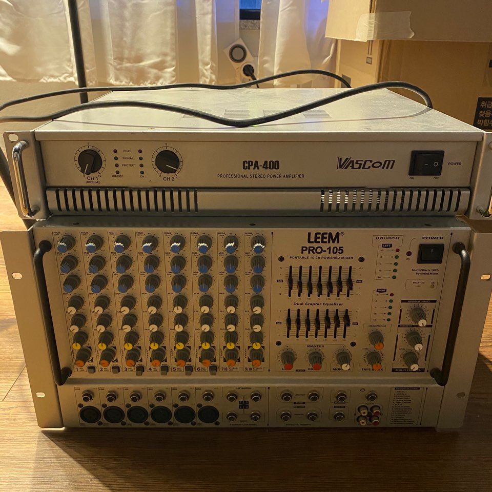 LEEM PRO-105 파워드 믹서 (20만), VASCOM(바스컴) CPA-400 파워앰프 (10만) 팝니다. | 중고악기 뮬